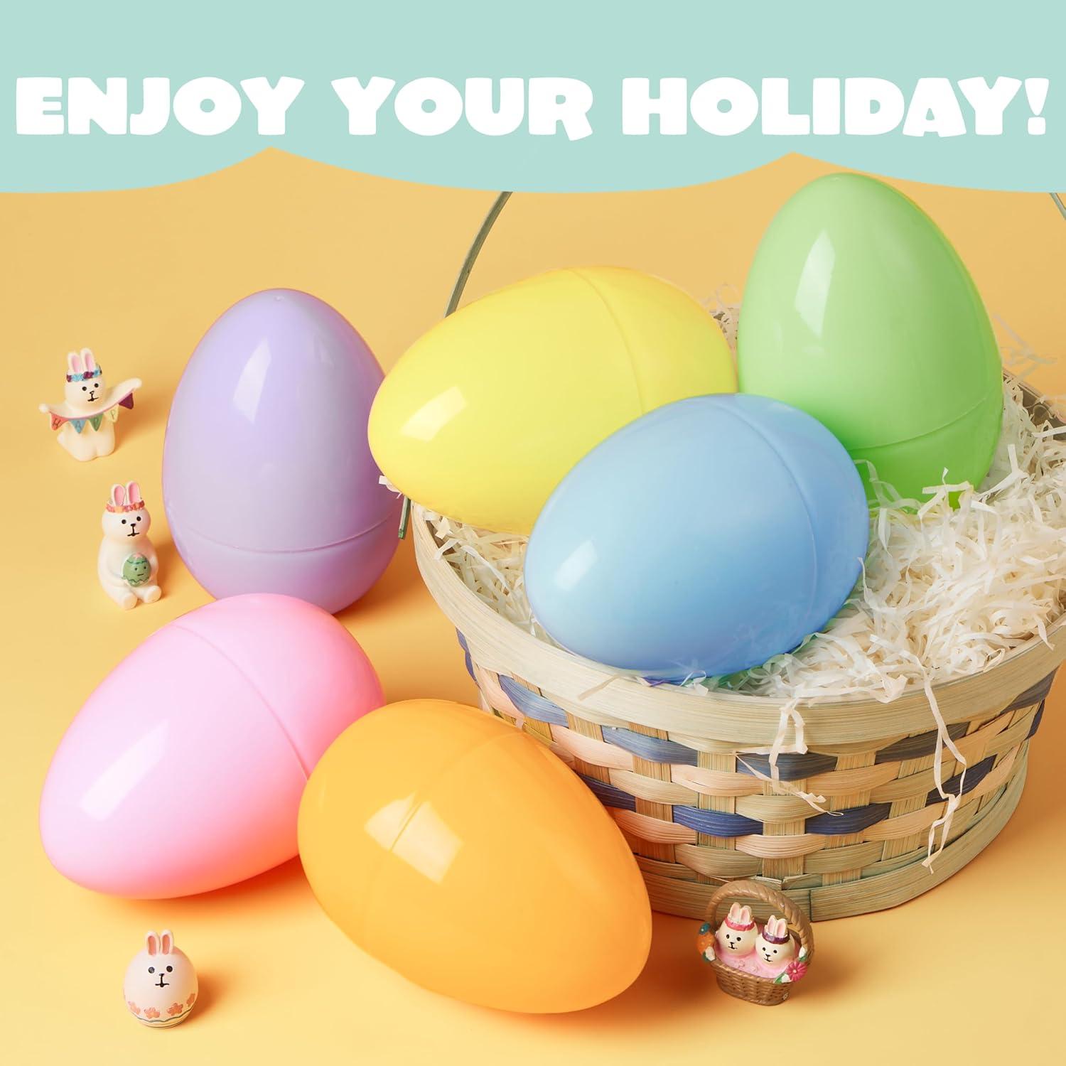JOYIN 12 Pcs Large Plastic Easter Eggs, 6 Inches Colorful Jumbo Eggs ...