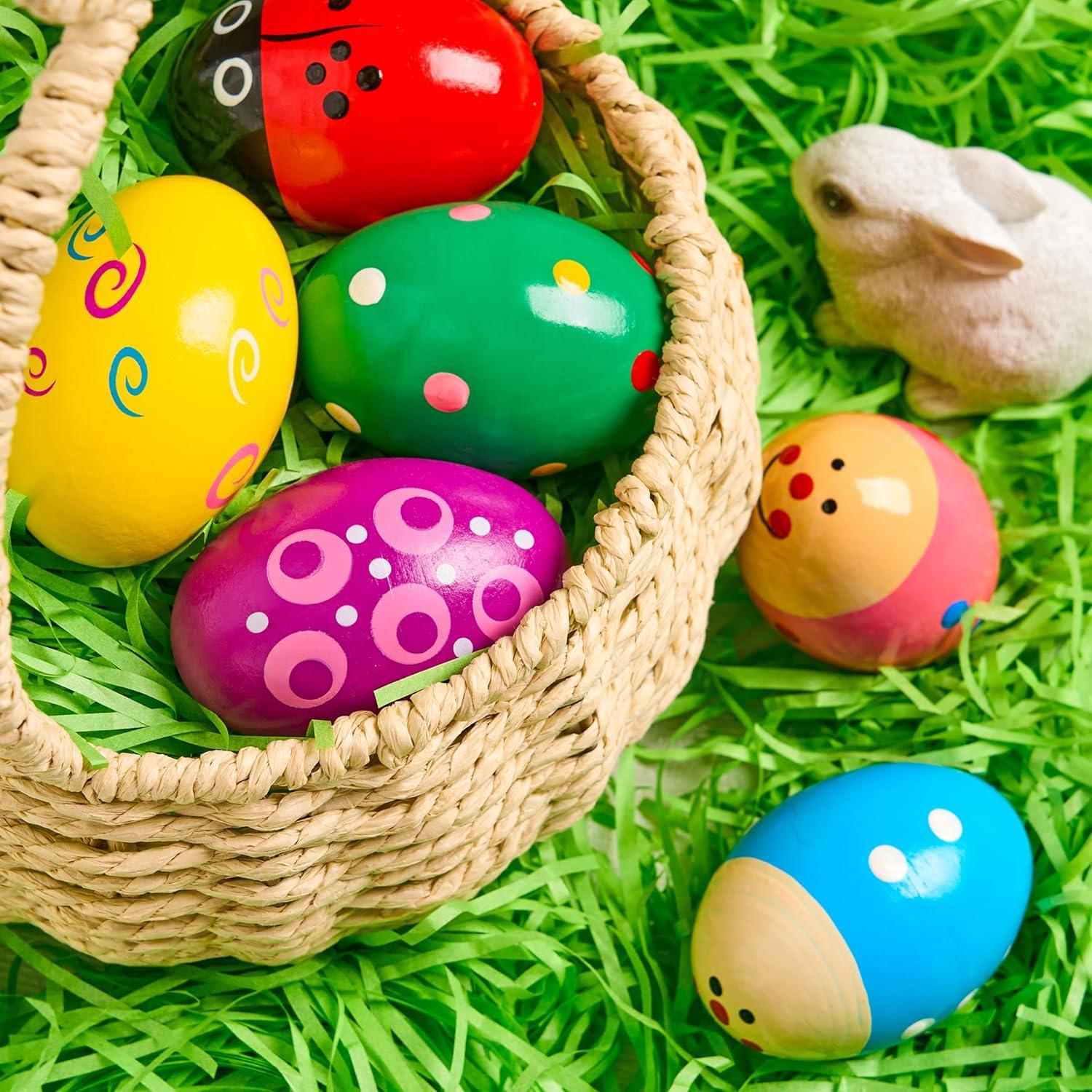 JOYIN 6 Packs Easter Wooden Egg Shakers Maracas Percussion Musical for ...